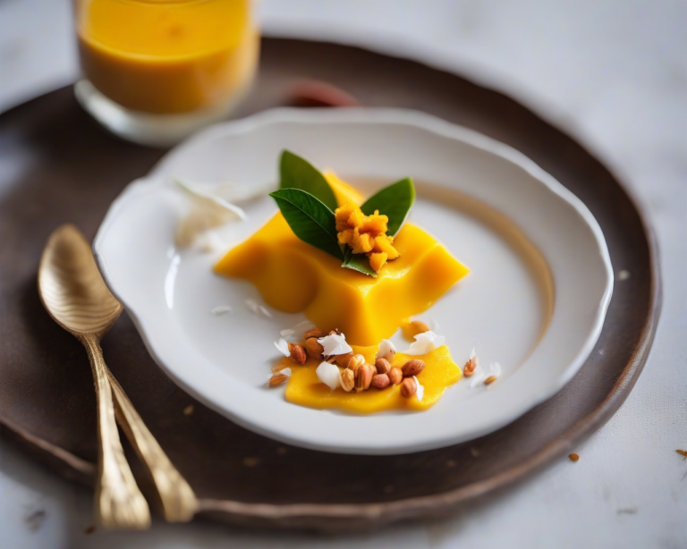Spicy Chilled Mango Velouté and Coconut-Tigernut Tuile - Cuisine Generation