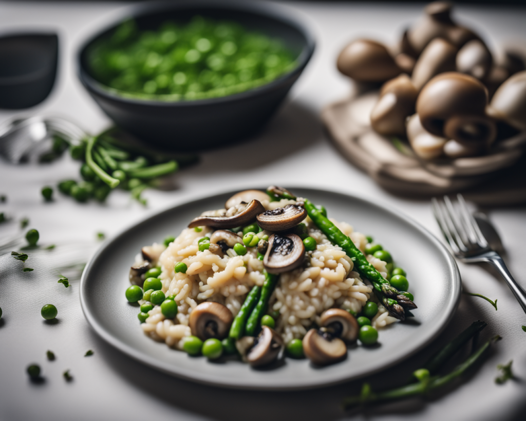 Spring Risotto with Asparagus, Peas, and Mushrooms - Cuisine Generation
