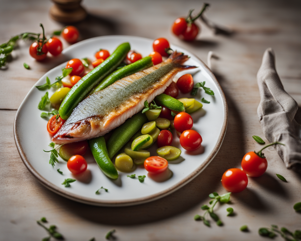 Pan-Fried Red Mullets with Fava Beans, Zucchinis, and Cherry Tomatoes ...