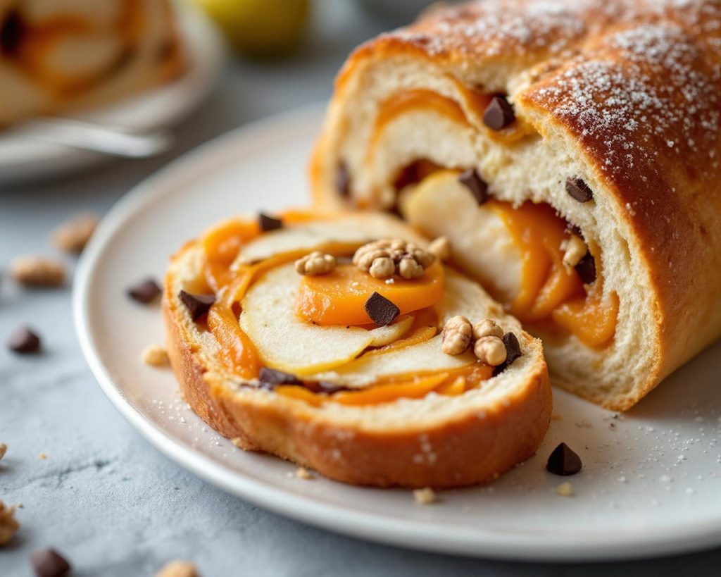 Rolled Brioche with Persimmon, Pear, Walnuts & Dark Chocolate Chunks ...