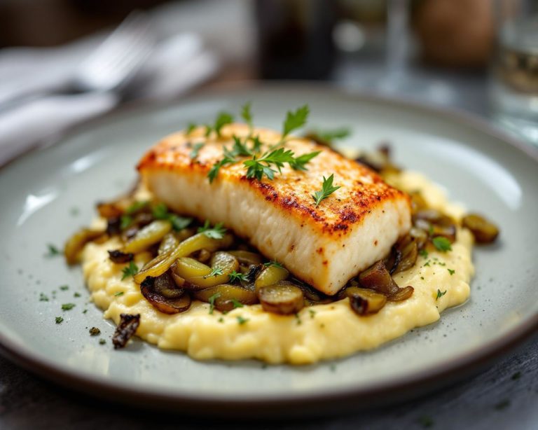 Baked Cod Fillet, Celeriac Purée & Roasted Leeks - Cuisine Generation