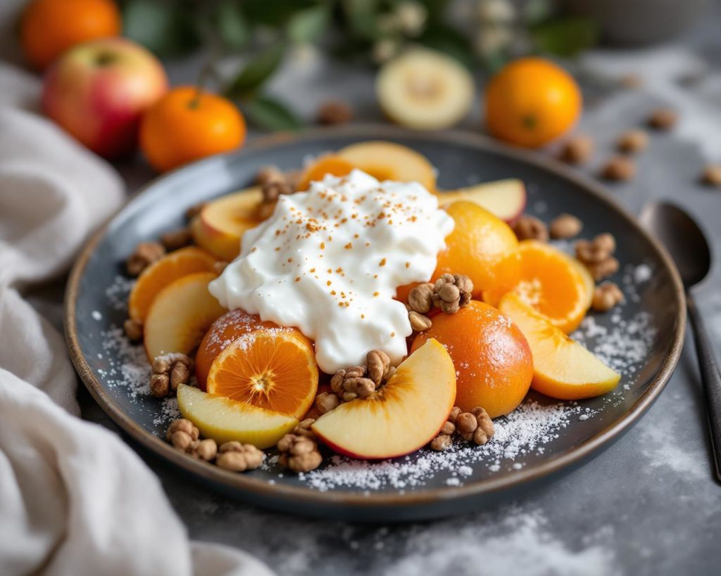 Sweet Tart Apple Flakes, Clementine & Walnuts, Yogurt Cloud - Cuisine ...